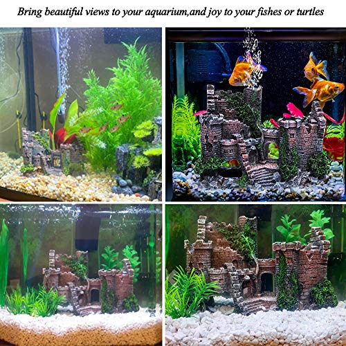 fazhongfa Aquarium Castle Air Bubbler Fish Tank Decorations for Betta Fish Ornament Small and Medium Fish Accessories Decor Betta House Toys (Air Pump is Not Include)