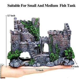 fazhongfa Aquarium Castle Air Bubbler Fish Tank Decorations for Betta Fish Ornament Small and Medium Fish Accessories Decor Betta House Toys (Air Pump is Not Include)