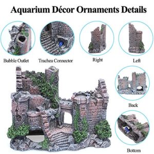 fazhongfa Aquarium Castle Air Bubbler Fish Tank Decorations for Betta Fish Ornament Small and Medium Fish Accessories Decor Betta House Toys (Air Pump is Not Include)