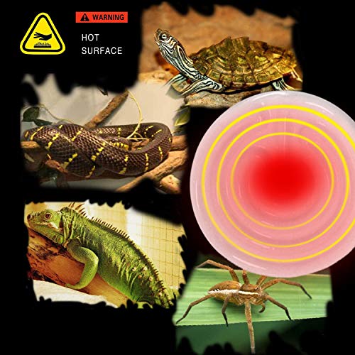 OMAYKEY 100W 4 Pack Ceramic Heat Lamp Bulb Infrared Reptile Heat Emitter Heater Lamps Bulbs for Pet Brooder Coop Chicken Lizard Bearded Dragon Turtle Snake Aquarium, No Light No Harm, (ETL-Listed)