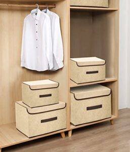 fabric storage box with lids 4 pieces beige fabric foldable storage box bin with lids collapsible clothes storage box bin dust proof closet storage box