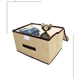 Fabric storage box with Lids 4 pieces beige Fabric Foldable Storage Box Bin with Lids Collapsible Clothes Storage Box Bin Dust proof Closet Storage Box