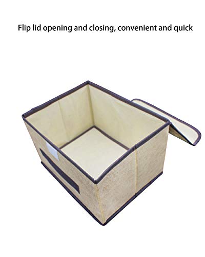 Fabric storage box with Lids 4 pieces beige Fabric Foldable Storage Box Bin with Lids Collapsible Clothes Storage Box Bin Dust proof Closet Storage Box