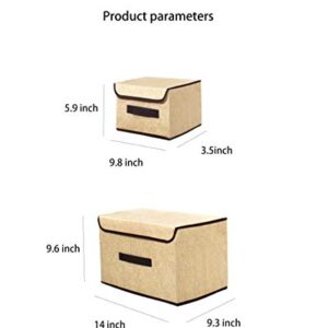 Fabric storage box with Lids 4 pieces beige Fabric Foldable Storage Box Bin with Lids Collapsible Clothes Storage Box Bin Dust proof Closet Storage Box