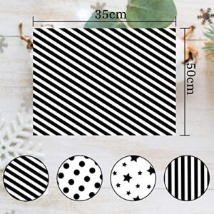 Whaline 120 Sheet White Black Tissue Paper Star Stripes Dots Pattern Tissue Paper 4 Styles Simple Gift Wrapping Paper Bulk for Birthday DIY Crafts New Year Gift Bag Supplies, 14 x 20"