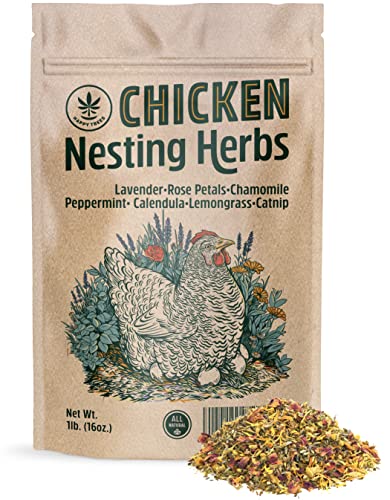 Happy Trees Chicken Nesting Herbs - 100% Natural Blend of 7 Premium Dried Herbs for Fresh Nest Box, Coop and Run - Bulk 1lb. Bag