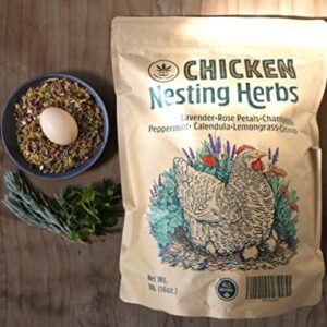 Happy Trees Chicken Nesting Herbs - 100% Natural Blend of 7 Premium Dried Herbs for Fresh Nest Box, Coop and Run - Bulk 1lb. Bag