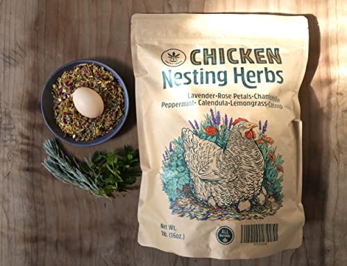 Happy Trees Chicken Nesting Herbs - 100% Natural Blend of 7 Premium Dried Herbs for Fresh Nest Box, Coop and Run - Bulk 1lb. Bag