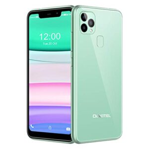 oukitel smartphones unlocked, c22 unlocked cell phone 128gb+4gb, 4000mah battery, 5.86inch, dual 4g phone android 10, 13mp triple cameras, face id&fingerprint unlock, us version (green)