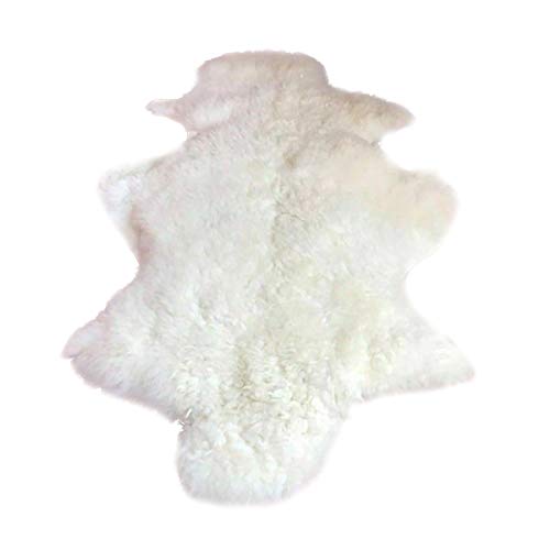 Genuine Ivory Sheepskin Rug Natural Single Short Lamb Fur Rug Soft Sheepskin Irregular Area Rug Fluffy Rugs Carpet for Bedroom,Home,Sofa 2.1x3.8ft