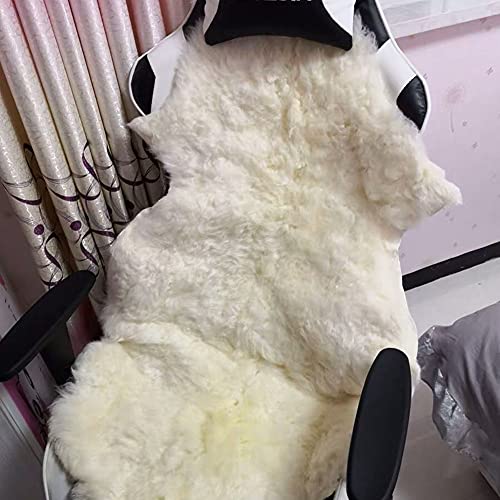 Genuine Ivory Sheepskin Rug Natural Single Short Lamb Fur Rug Soft Sheepskin Irregular Area Rug Fluffy Rugs Carpet for Bedroom,Home,Sofa 2.1x3.8ft