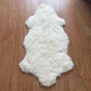 Genuine Ivory Sheepskin Rug Natural Single Short Lamb Fur Rug Soft Sheepskin Irregular Area Rug Fluffy Rugs Carpet for Bedroom,Home,Sofa 2.1x3.8ft