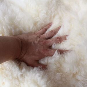 Genuine Ivory Sheepskin Rug Natural Single Short Lamb Fur Rug Soft Sheepskin Irregular Area Rug Fluffy Rugs Carpet for Bedroom,Home,Sofa 2.1x3.8ft