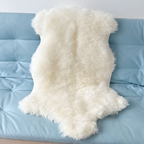 Genuine Ivory Sheepskin Rug Natural Single Short Lamb Fur Rug Soft Sheepskin Irregular Area Rug Fluffy Rugs Carpet for Bedroom,Home,Sofa 2.1x3.8ft