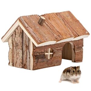 Kikerike Hamster Wooden Hideout House Natural Pet Rats Climbing Play Hut Hideaway Room for Dwarf Hamster, Mouse, Rat,Gerbil and Other Pet Small Animals