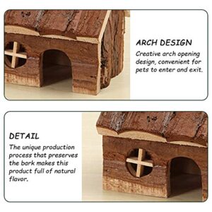 Kikerike Hamster Wooden Hideout House Natural Pet Rats Climbing Play Hut Hideaway Room for Dwarf Hamster, Mouse, Rat,Gerbil and Other Pet Small Animals