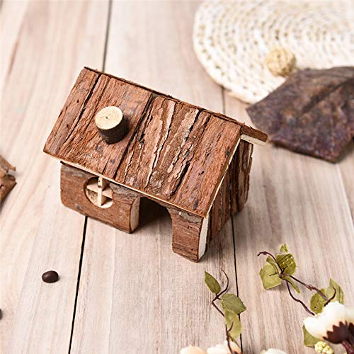 Kikerike Hamster Wooden Hideout House Natural Pet Rats Climbing Play Hut Hideaway Room for Dwarf Hamster, Mouse, Rat,Gerbil and Other Pet Small Animals