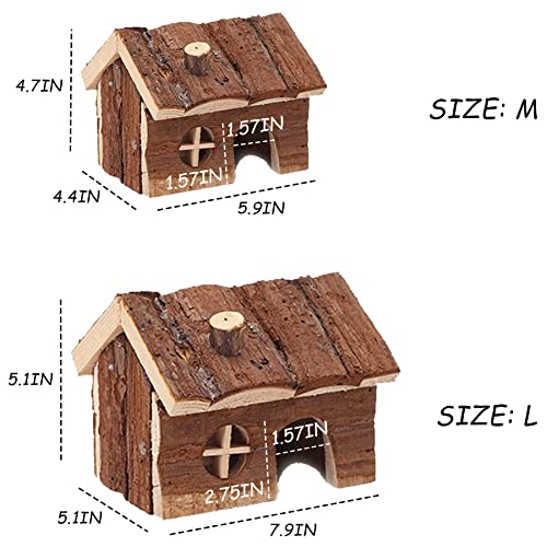 Kikerike Hamster Wooden Hideout House Natural Pet Rats Climbing Play Hut Hideaway Room for Dwarf Hamster, Mouse, Rat,Gerbil and Other Pet Small Animals