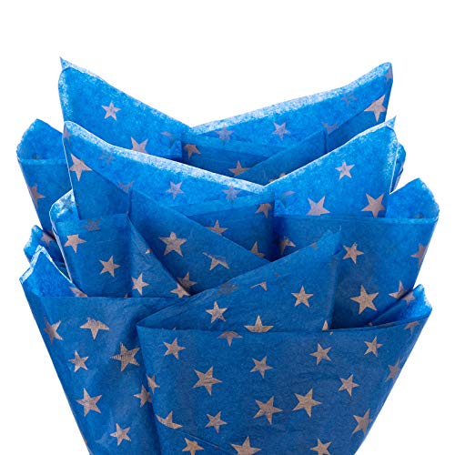 Tissue Paper Gold Star Navy Blue Gift Wrapping Paper for DIY Crafts,Pack Bags - 50 Sheets