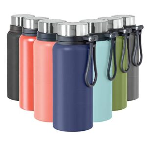 oggi terrain insulated stainless steel water bottle - large 32-ounce capacity, also suitable for coffee & hot drinks, midnight blue