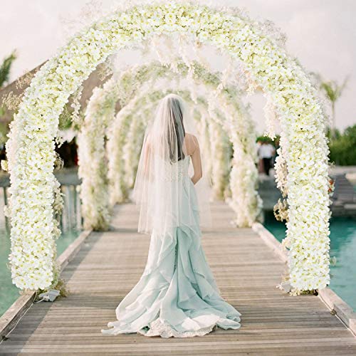 Artflower 2 Pack Artificial Cherry Blossom Garland Hanging Vine Silk Garland Silk Artificial Flower Faux Sakura Garland for Wedding Garden Arch Wall Home Party Decor（White）