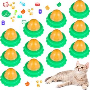 nuanchu 12 pieces cat snacks candy ball lickable sugar ball edible catnip cat toy balls kitten licking sweet ball cat treats candy ball for cat kitten playing licking (green)