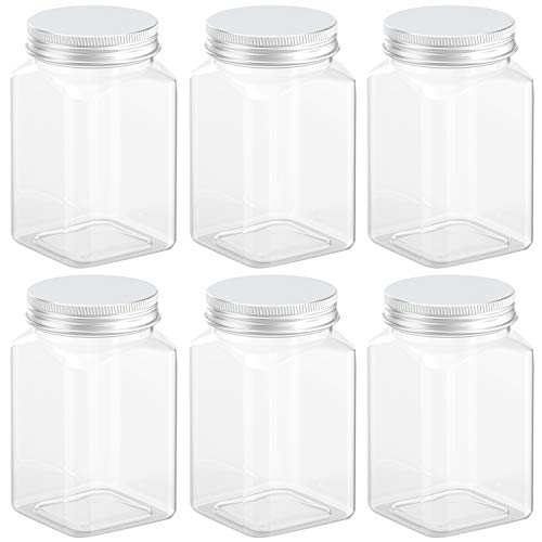 Axe Sickle 12 Ounce Clear Plastic Jars Storage Containers With Lids For Kitchen & Household Storage Airtight Container 6 PCS