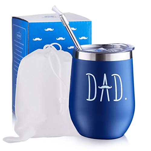 Sivaphe Dad Gift from Daughter and Son Tumbler with Lid and Straw Stainless Steel Insulated Travel Mug Gift for New Father Papa Grandpa Daddy 2023 Est Present