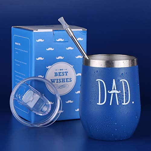 Sivaphe Dad Gift from Daughter and Son Tumbler with Lid and Straw Stainless Steel Insulated Travel Mug Gift for New Father Papa Grandpa Daddy 2023 Est Present