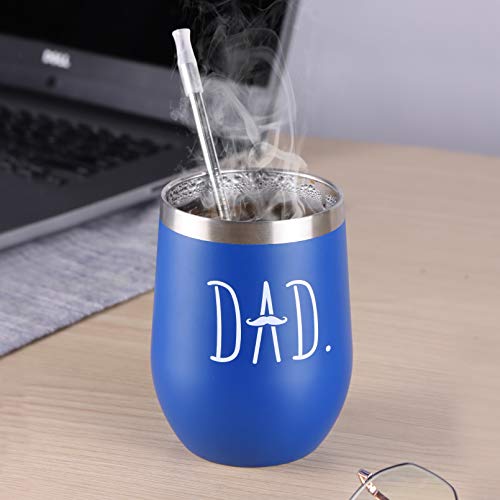 Sivaphe Dad Gift from Daughter and Son Tumbler with Lid and Straw Stainless Steel Insulated Travel Mug Gift for New Father Papa Grandpa Daddy 2023 Est Present