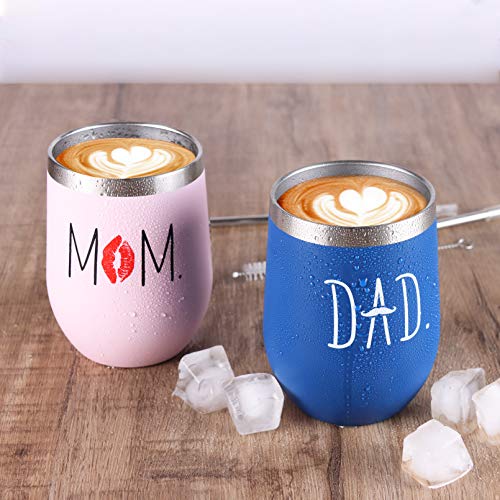 Sivaphe Dad Gift from Daughter and Son Tumbler with Lid and Straw Stainless Steel Insulated Travel Mug Gift for New Father Papa Grandpa Daddy 2023 Est Present