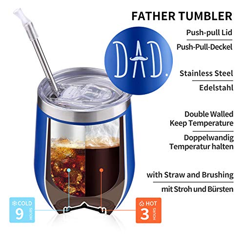 Sivaphe Dad Gift from Daughter and Son Tumbler with Lid and Straw Stainless Steel Insulated Travel Mug Gift for New Father Papa Grandpa Daddy 2023 Est Present