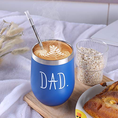 Sivaphe Dad Gift from Daughter and Son Tumbler with Lid and Straw Stainless Steel Insulated Travel Mug Gift for New Father Papa Grandpa Daddy 2023 Est Present