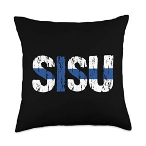 awesome finnish sisu apparel sisu finnish flag finland suomi distressed gift throw pillow, 18x18, multicolor