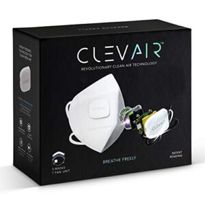 clevair mask 3 box set with fan unit, reusable and rechargeable