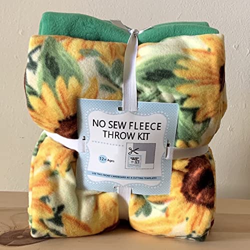 Sunflowers Anti-Pill Premium No-Sew Throw Fleece Fabric Kit (72x60)