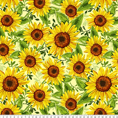 Sunflowers Anti-Pill Premium No-Sew Throw Fleece Fabric Kit (72x60)