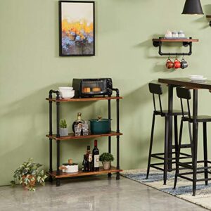 Anynice Industrial Bookshelf, Pipe Shelves, Industrial Pipe Shelving, 3 Tier Bookshelf,Pipe Bookshelf,Industrial Pipe Shelf(Rustic Brown, 29.5" L x 11.8" W x 39" H)