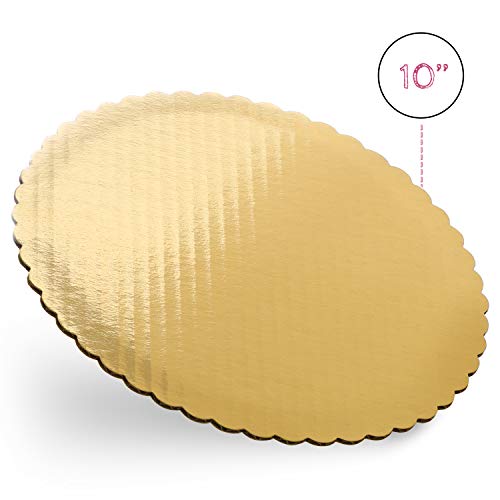 10 inch Gold Cake Boards Rounds, [24 Pack] Cake Base, 10-in Circle Cardboard, Disposable 10 in Round Cake Boards Perfect for Cake Decorating,