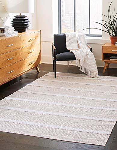 Rugs.com Sabrina Soto Casa Collection Rug – 4' x 6' Beige High Rug Perfect for Entryways, Kitchens, Breakfast Nooks, Accent Pieces