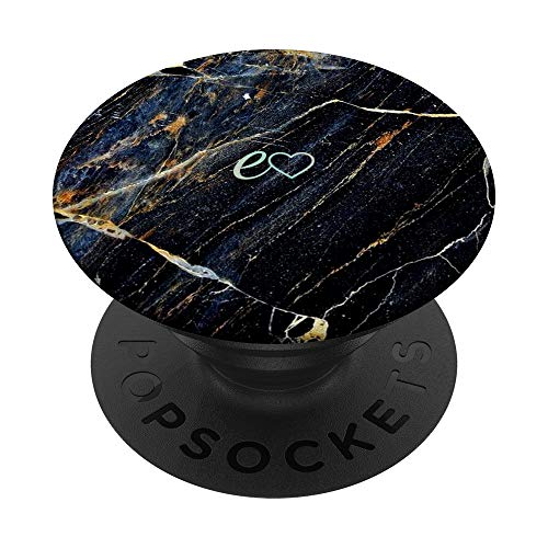 Rainbow Initial Letter E Heart Minimalist Black PopSockets PopGrip: Swappable Grip for Phones & Tablets