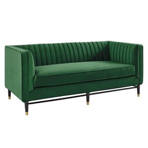 modway devote channel tufted performance velvet, loveseat, emerald