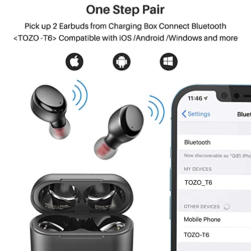 TOZO W1 Wireless Charger Black & T6 Wireless Earbuds Black