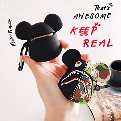 Jiulian Case for Airpod Pro Funny Fun Cartoon Silicone Designer Design Cute 3D Fashion Cool Stylish Trendy for Kids Men Boys Teens Girls Air pods Pro Soft Skin Cover for Airpods Pro [Shark]