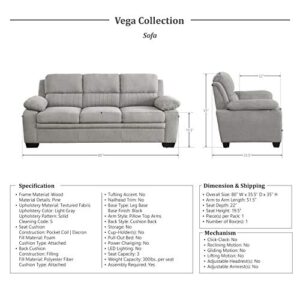 Lexicon Vega Living Room Sofa, Light Gray