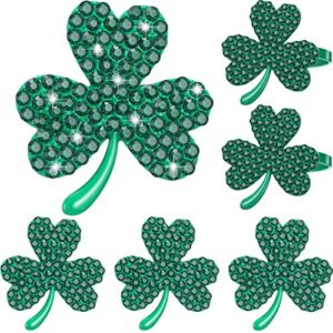 clover shamrock napkin ring st. patrick's day napkin rings holder buckle napkin holders ring metal rhinestone napkin ring for st. patrick's day wedding party table decor (green, 6)