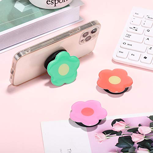 Weewooday 3 Pieces Phone Grip Holder Flower Collapsible Phone Holder Self-Adhesive Sublimation Phone Holders for Smartphone and Tablets