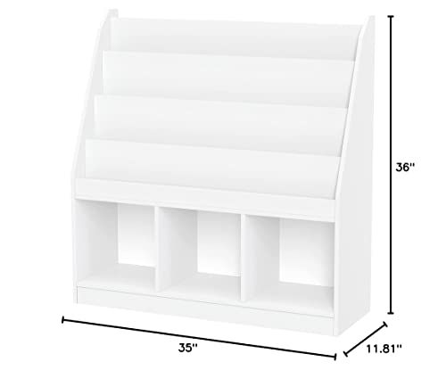 RiverRidge Kids 4 shelves Three Cubbies Bookrack, White (02-251)