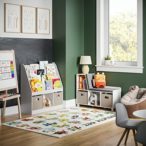 RiverRidge Kids 4 shelves Three Cubbies Bookrack, White (02-251)