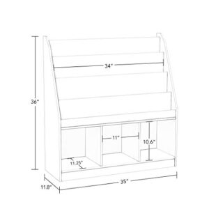 RiverRidge Kids 4 shelves Three Cubbies Bookrack, White (02-251)